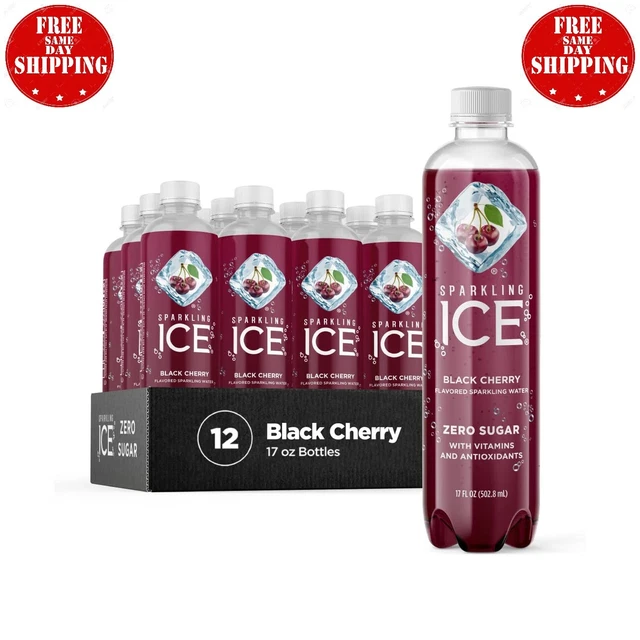 SPARKLING ICE, BLACK Cherry Sparkling Water, Zero Sugar Flavored Water ...