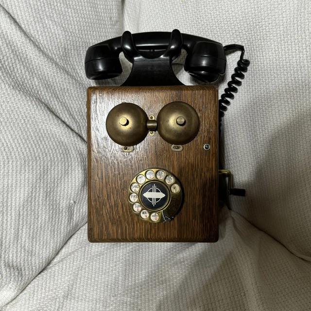 ANTIQUE CUSTOM HAND Crank Rotary Dial Phone Box Converted For Modern ...