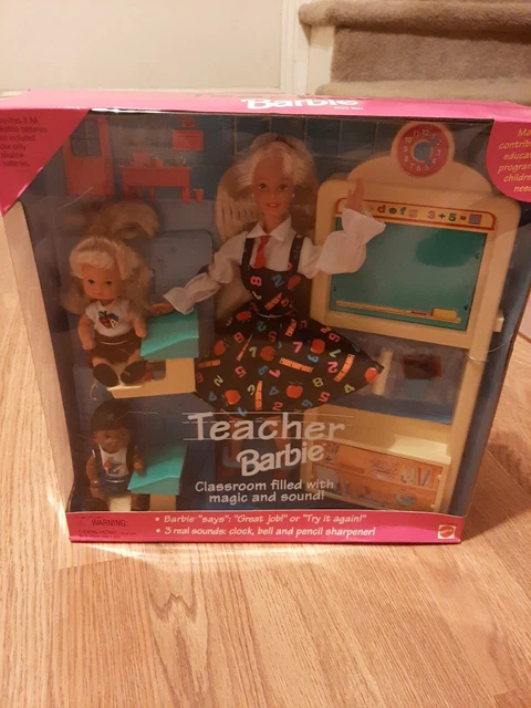 1995 MATTEL TEACHER Barbie Doll & Kids Students Set NRFB 13914 African ...