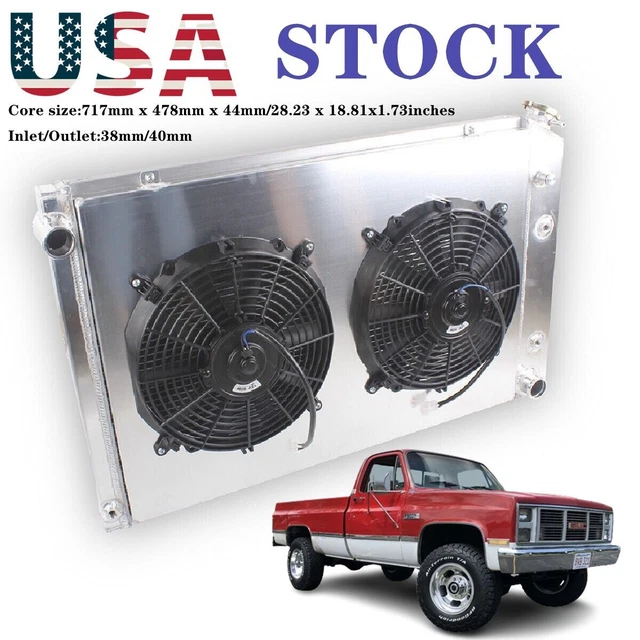 4 ROW RADIATOR With 2Fan Fit 73-87 Chevy C/K C10 C20 K10 K20 GMC C ...