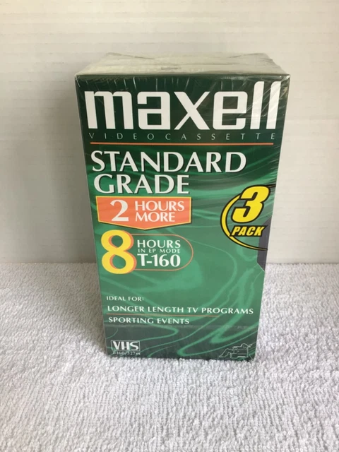MAXELL 3-PACK STANDARD Grade T-160 8hr VHS Tapes SEALED £18.20 ...