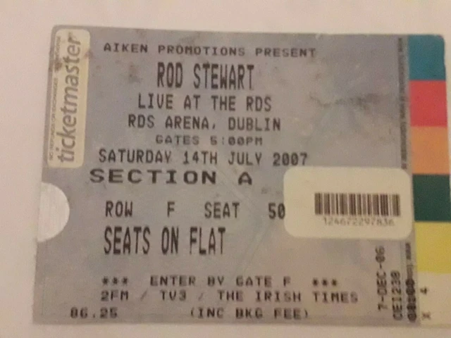 ROD STEWART RDS Arena Dublin Ireland Gig ticket 2007 Blue-eyed Soul ...