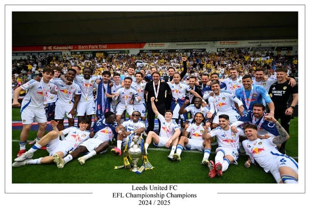 LEEDS UNITED FC 2025 EFL Championship Champions Poster Print Souvenir £ ...
