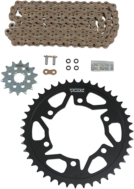 VORTEX V3 WSS Chain & Sprocket Kit with Steel Rear Gold 14/42T 520SX3 ...