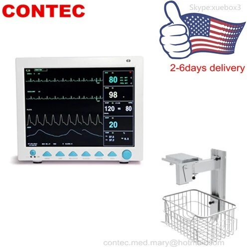 12.1& 6-PARAMETER PATIENT Monitor,ECG,NIBP,SPO2,PR,RESP,TEMP,wall mount ...
