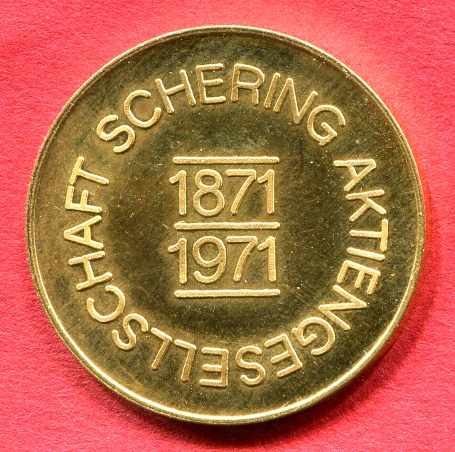 100 JAHRE SCHERING AG 1871-1971. Sonderprägung in 900/1000 Gold 10,48 ...