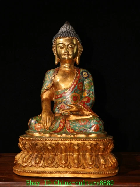 STATUE DE BOUDDHA Amida Shakyamuni en cuivre pur émail cloisonné doré EUR 720,00 - PicClick FR