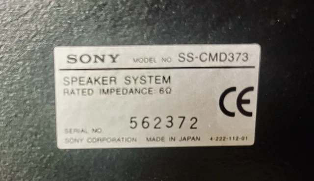 PAIR OF SONY SS-CMD373 2-Way Bookshelf Speaker System Brown 6-Ohms ...
