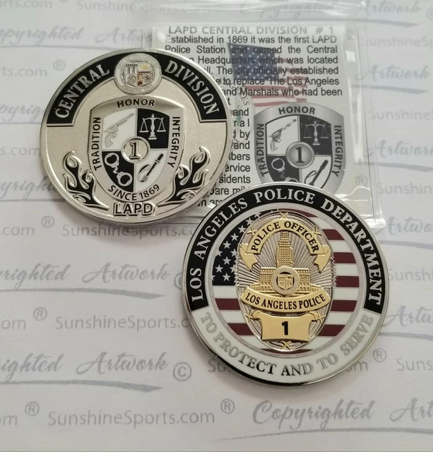 LOS ANGELES POLICE Central Division Herausforderungsmünze, LAPD, FBI ...