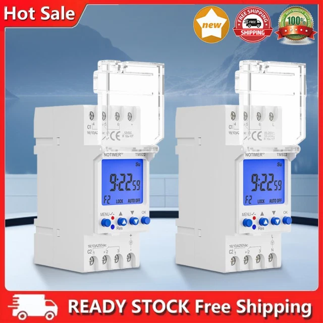 2 CHANNELS PROGRAMMABLE 24Hours Time Clock Big LCD Display Timer Relay ...