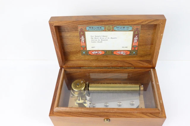 REUGE SAINTE CROIX CH 4/50 music box 4 songs Bicentennial plays well ...