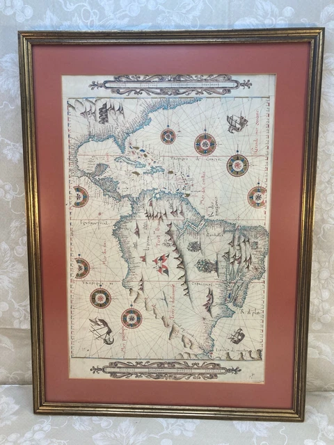 ANTIQUE STYLE REPRODUCTION Map of North, Central and South Americas ...