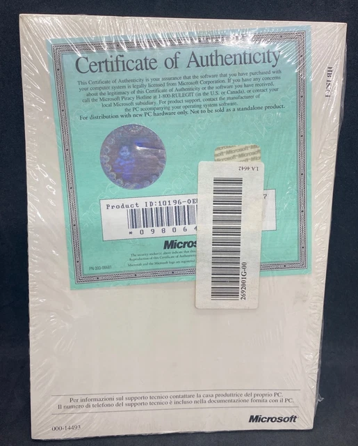 MICROSOFT WINDOWS 95 User manual with Certificate of authenticity ...