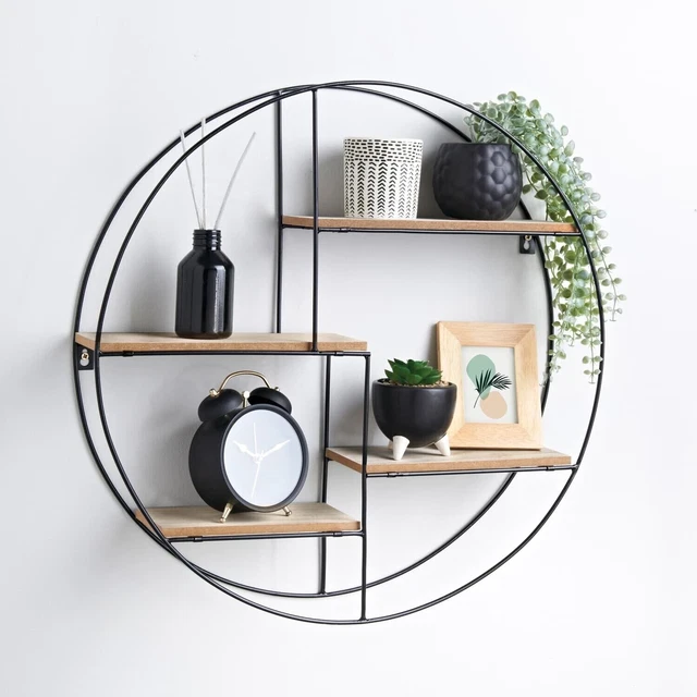 NEW METAL WIRE Wall Shelf Home Decor Storage Floating Round Multi ...