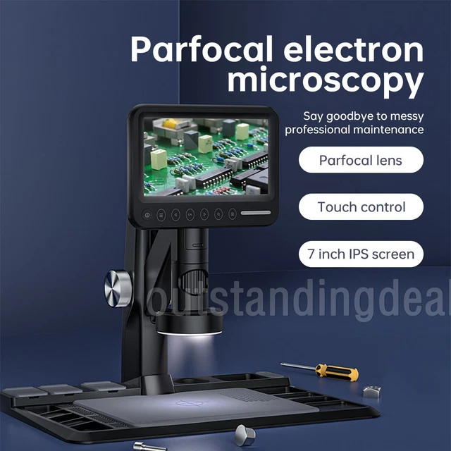 318B 12MP 1600X Digital Microscope Camera with Parfocal Lens & 7" IPS ...