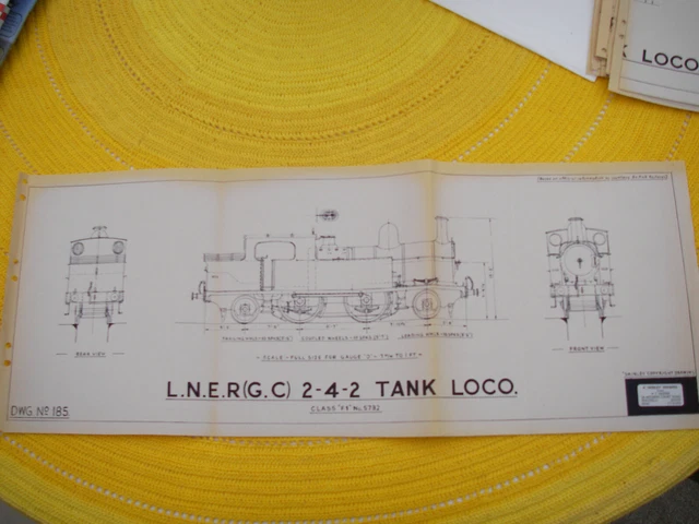 SKINLEY (PT MOORE) Scale Drawing of LNER (GC) 2-4-2 Tank Locomotive ...
