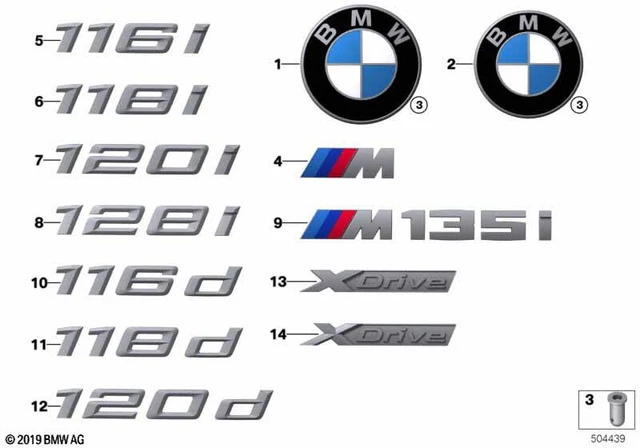 BMW GENUINE BADGE Emblem Logo Lettering Grommet Replacement 51148209932 ...