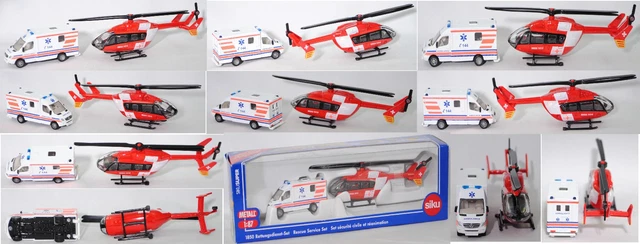SIKU SUPER 1850 03901 CHF Rettungsdienst-Set AMBULANCE / C 144 / REGA ...