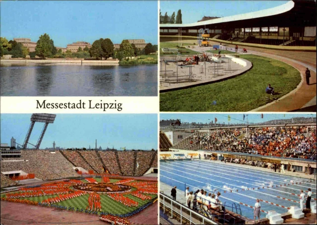 LEIPZIG SACHSEN DDR Mehrbild-AK um 1979 ua. Zentralstadion, Schwimm ...