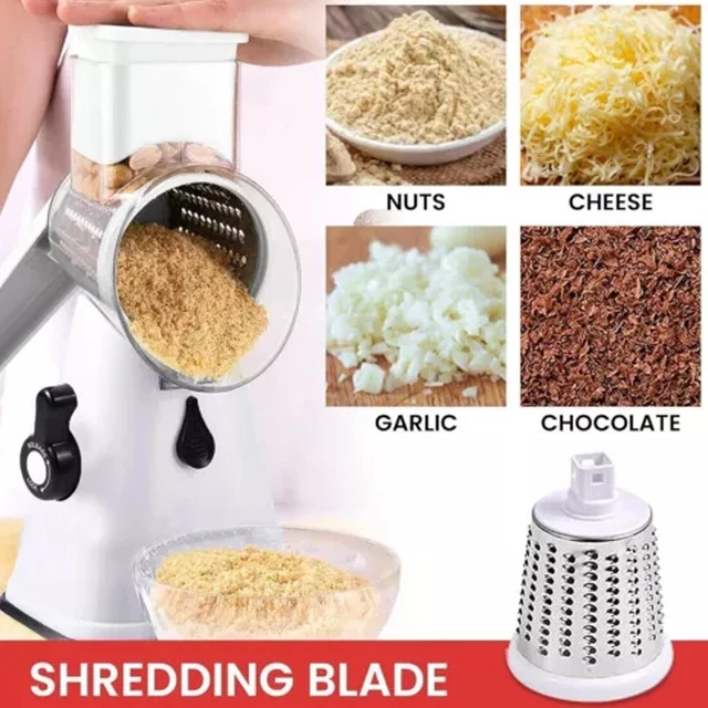 3-IN-1 ROTARY FOOD Slicer Chopper Cheese Grater Fruit Vegetable ...