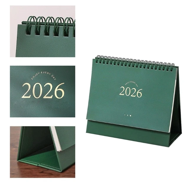 2026 DESK CALENDAR Twin-Coil Binding 16 Month Paper Calendar Desk ...