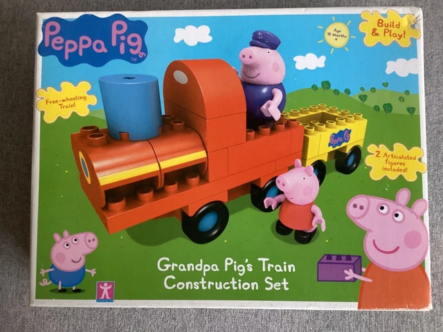 PEPPA PIG GRANDPA Pig's Train Construction Set 2 Articulated Figures ...