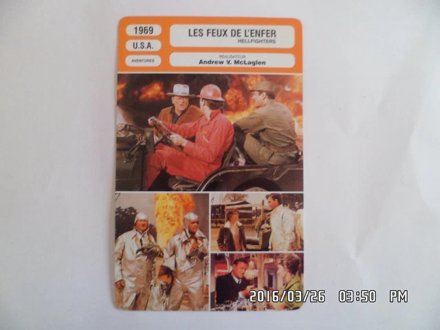 CARTE FICHE CINEMA 1969 LES FEUX DE L'ENFER John Wayne Katharine Ross ...
