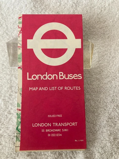 LONDON BUSES MAP and List of Routes London Transport No 1 1974 £2.00 ...