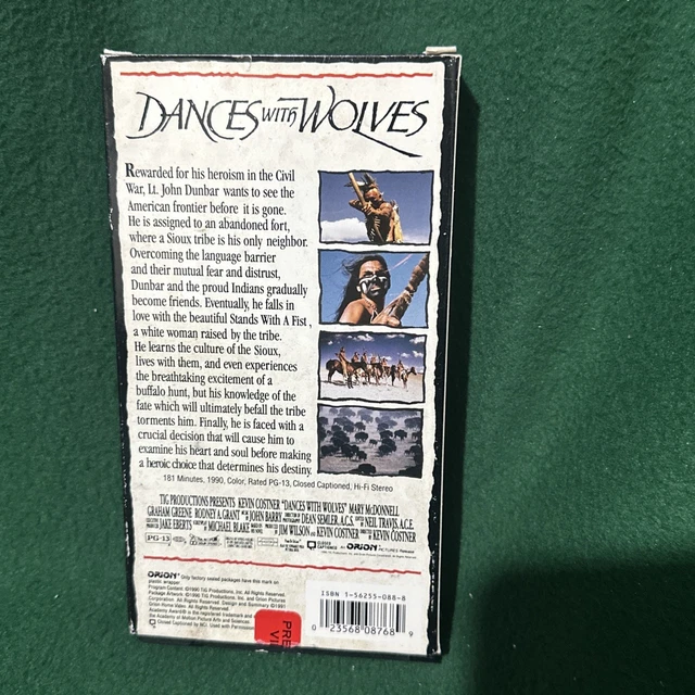 DANCES WITH WOLVES (VHS) 1990 Kevin Costner Mary McDonnell Graham ...
