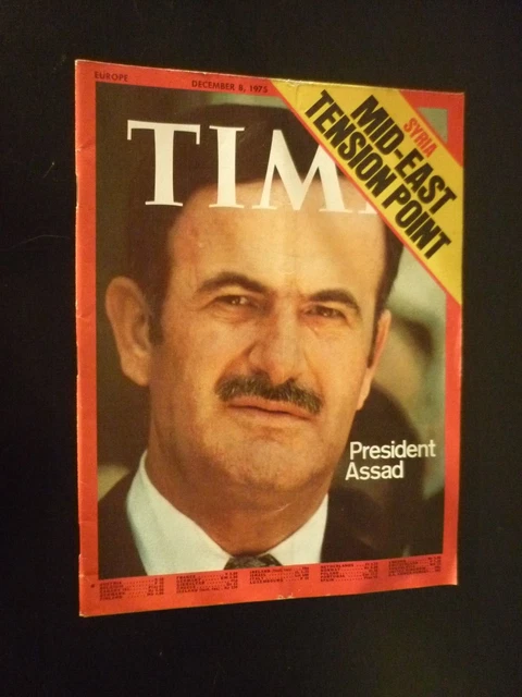 TIME MAGAZINE DECEMBER 8, 1975 PRESIDENT HAFEZ AL-ASSAD SYRIA MID-EAST ...