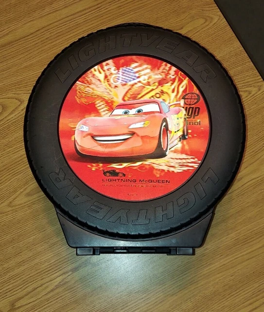 DISNEY PIXAR CARS Carrying Case Lightning McQueen Lightyear Tire Lot ...