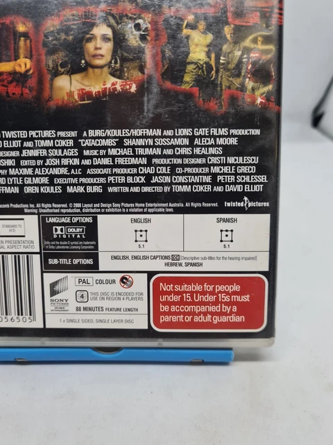 CATACOMBS DVD SHANNYN Sossamon Alecia Moore Region 4 Thriller Horror ...