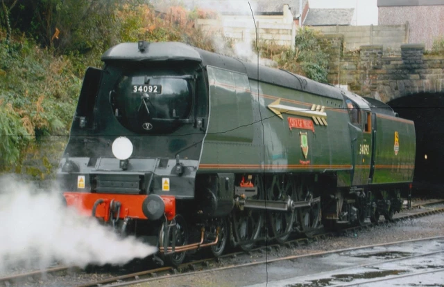 STEAM TRAIN PHOTO Sr Railway Picture 34092 Loco West Country Unrebt ...