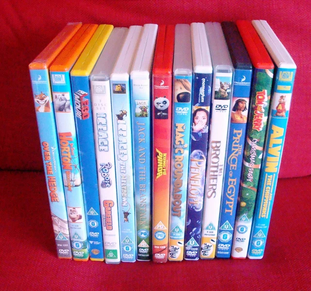 13 DVDS ICE Age,Robots,Garfield,Lego movie,Magic roundabout,Kung, Job ...