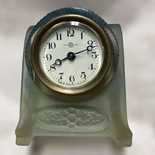 HORLOGE DE TABLE ancienne en verre uranium testée vintage fonctionnelle ...