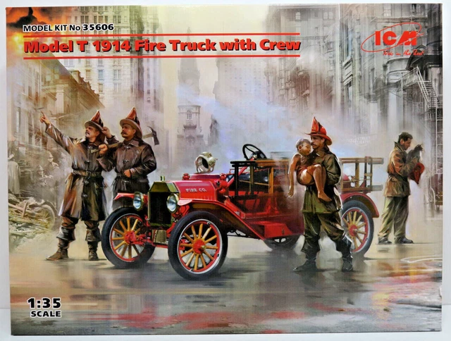 ICM FORD MODEL T 1914, Firetruck,6 Figuren, Kit, 1:35 scale ,158 Teile ...