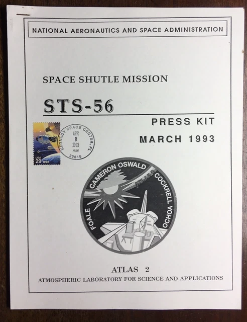 STS-56 NASA SPACE SHUTTLE MISSION ORIGINAL PRESS KIT of MARCH 1993 $15. ...