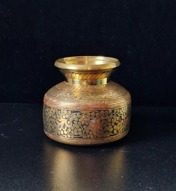 VINTAGE INDIAN 'GANGA-JAMUNA' Kalash Decorative Work Lota Water Pot £ ...
