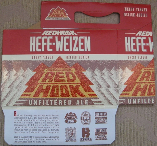 RED HOOK HEFE-WEIZEN Unfiltered Ale Cardboard Six Pack Carrier £8.07 ...