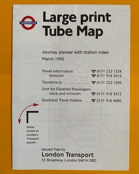 LARGE PRINT LONDON Tube Map, March 1995. Mint. £3.50 - PicClick UK