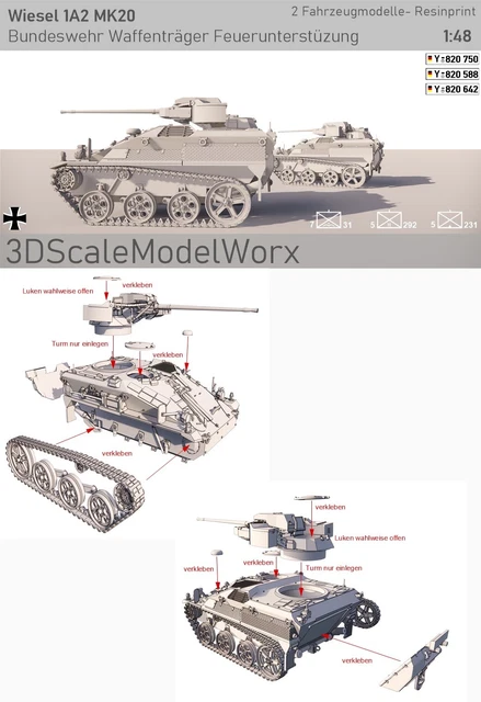BUNDESWEHR WIESEL 1A4 MK 1:48 Bausatz - 2 Fahrzeuge EUR 40,00 - PicClick DE