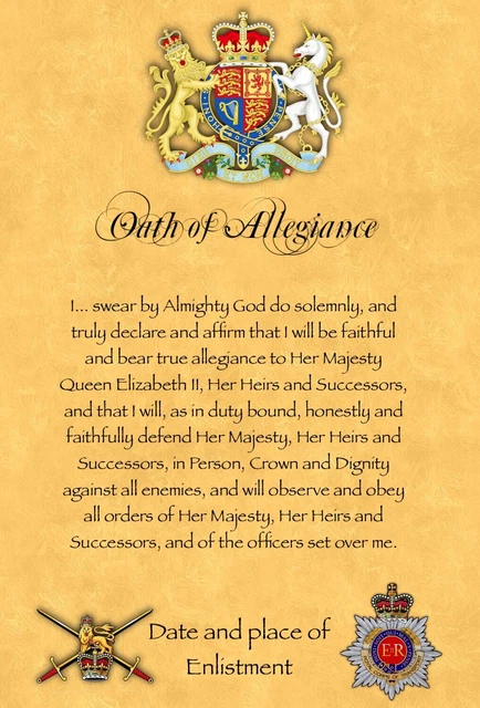 British Army Oath Of Allegianceroyal Corps Of Transport Rct A4 Photo Print £1000 Picclick Uk
