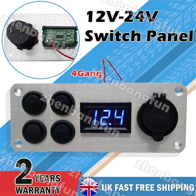 CAMPERVAN MINI CONTROL Panel, 4 x Switches,12v Digital Voltmeter,12v ...