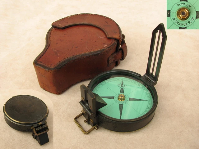 ROSS LATE 19TH century prismatic sighting compass in case £150.00 ...