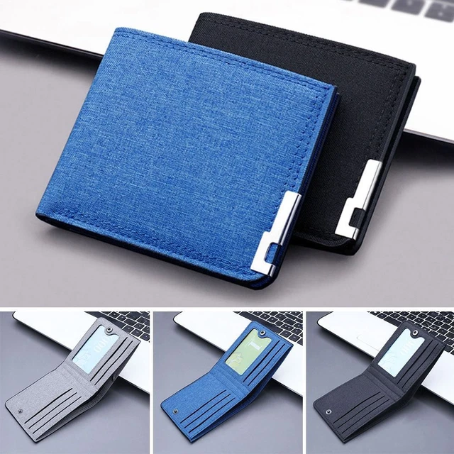 DECOR CANVAS BI-FOLD ID Card Holders Small Wallet Men Short Wallets ...