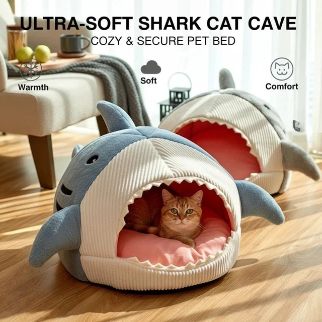 WARM CAT HOUSE Soft Cat Dog Nest Cute Kitten Bed Autumn Winter Pet ...