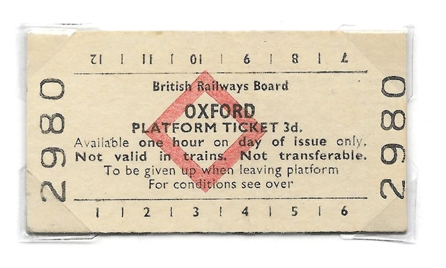 OXFORD 3D RED Diamond Edmondson Card Platform Ticket British Railways ...