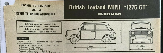 MINI 12575 GT Fiche Technique Bmc EUR 2,00 - PicClick FR