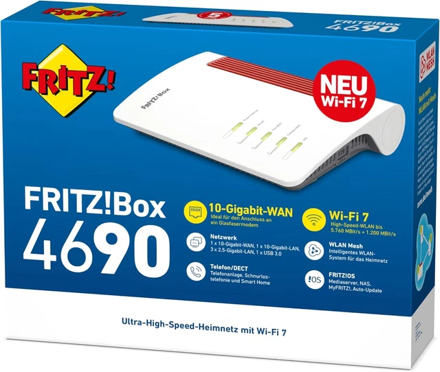FRITZ!BOX 4690 WI-FI 7 Mesh Router for Cable, DSL or Fibre Optic ...