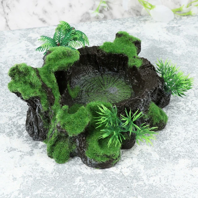 SIMULATED FLOCKING TREE Decoration Resin Feeding Tool Aquarium Plate ...